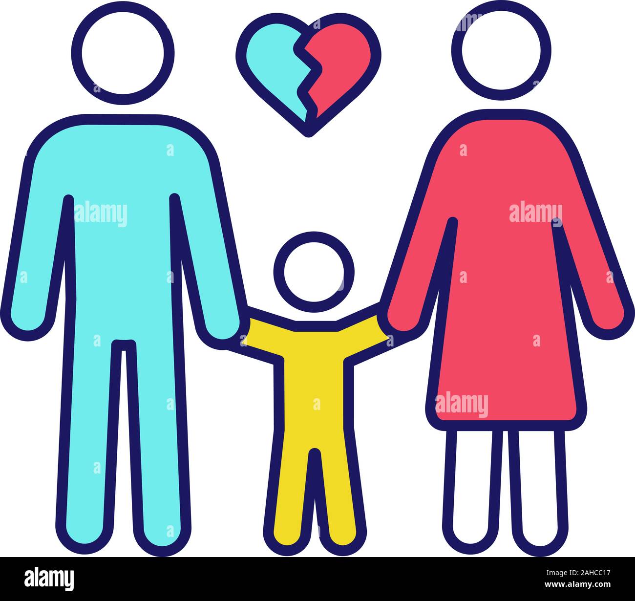 Divorce color icon. Parental conflicts. Marriage breakup. Couple break ...