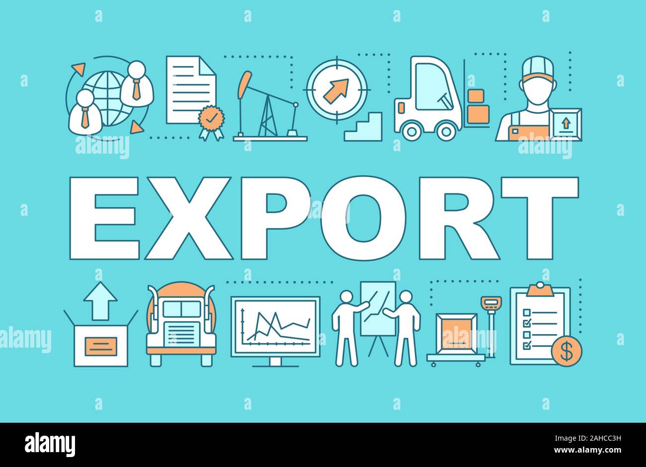 Export word concepts banner. Logistics and distribution. International ...