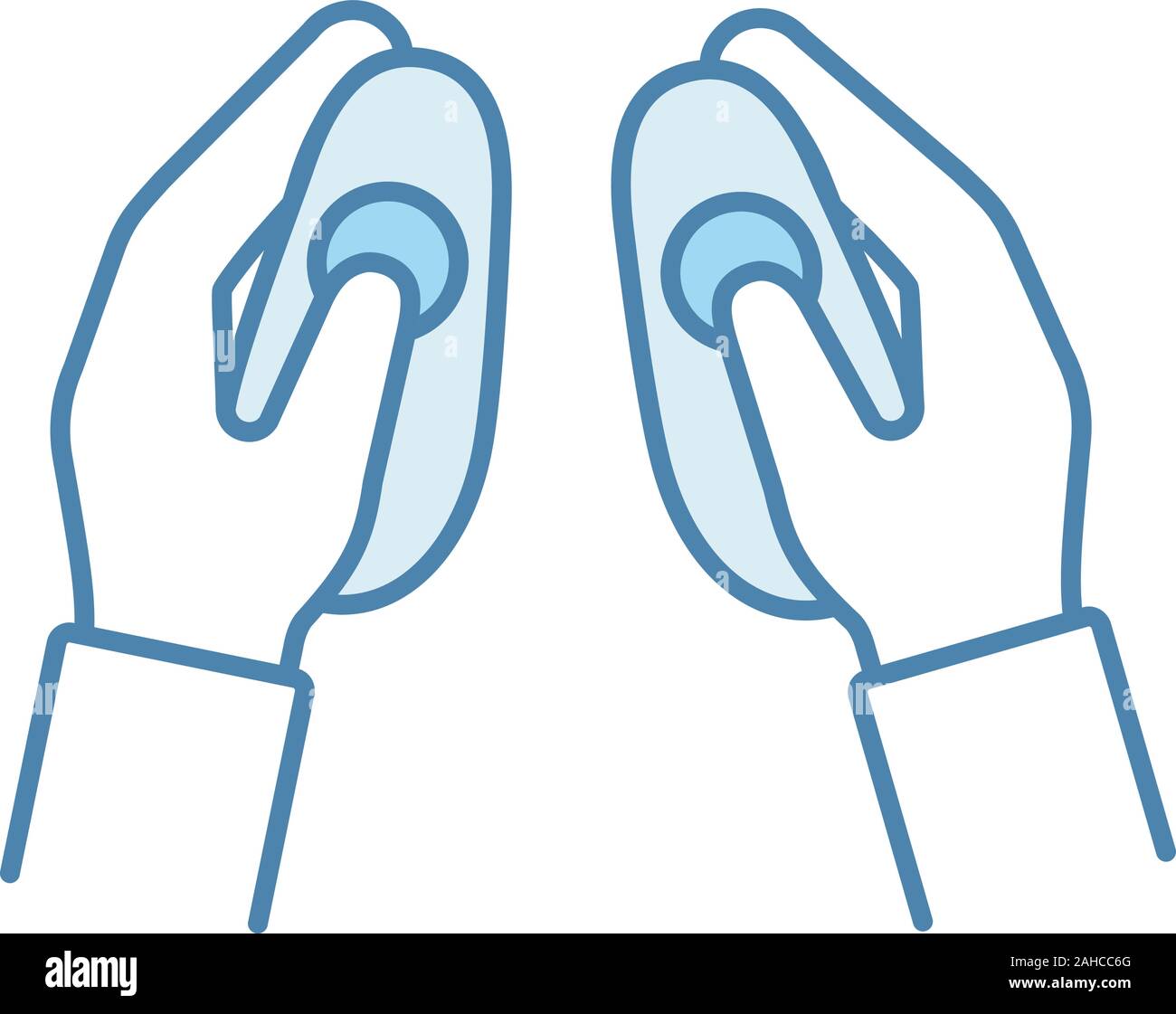 VR wireless controller color icon. Hands holding virtual reality ...