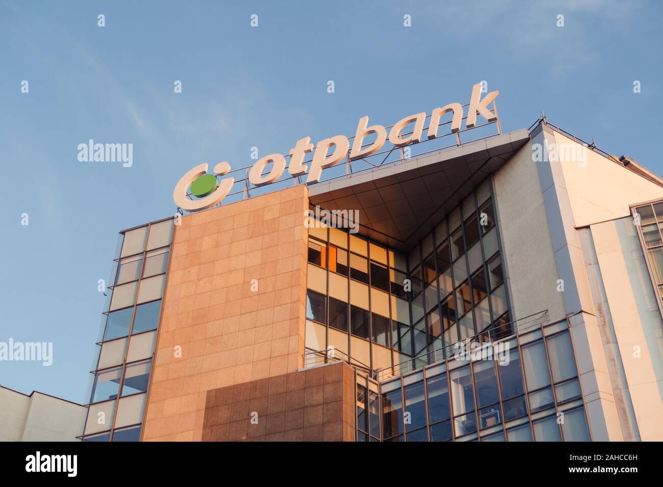 Bucharest, Romania - Dec 15, 2019: OTP Bank logo and firm is displayed ...