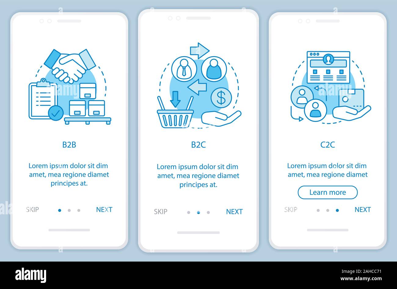 Business transactions onboarding mobile app page screen vector template ...