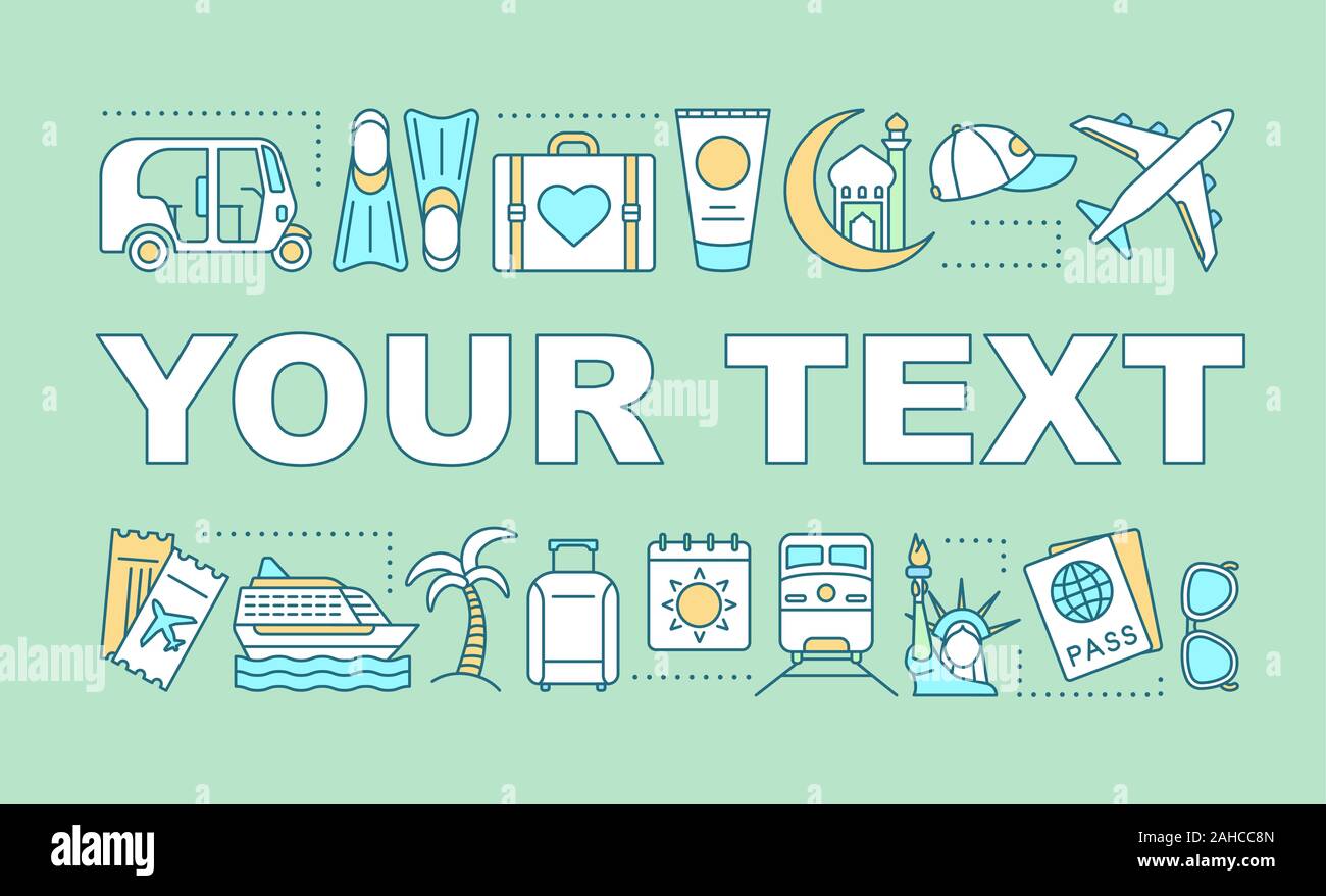 Tourism word concepts banner. Summer vacation. Resort. Trip, adventure ...