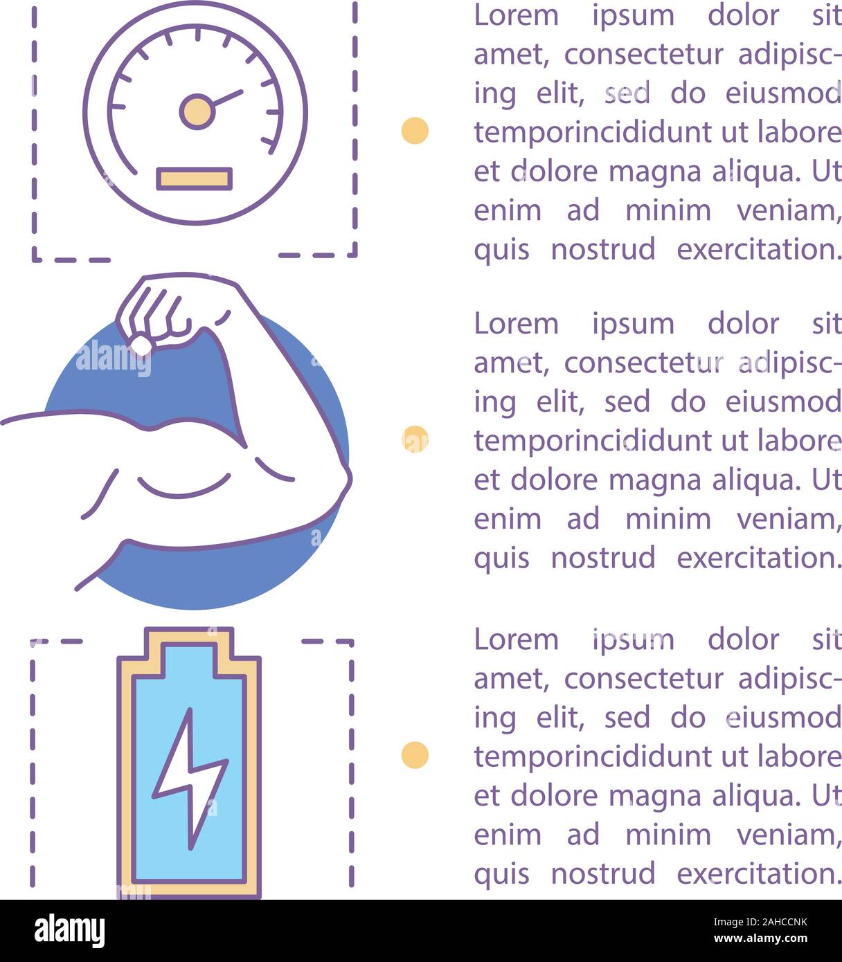 Male fitness article page vector template. Life energy. Physical ...