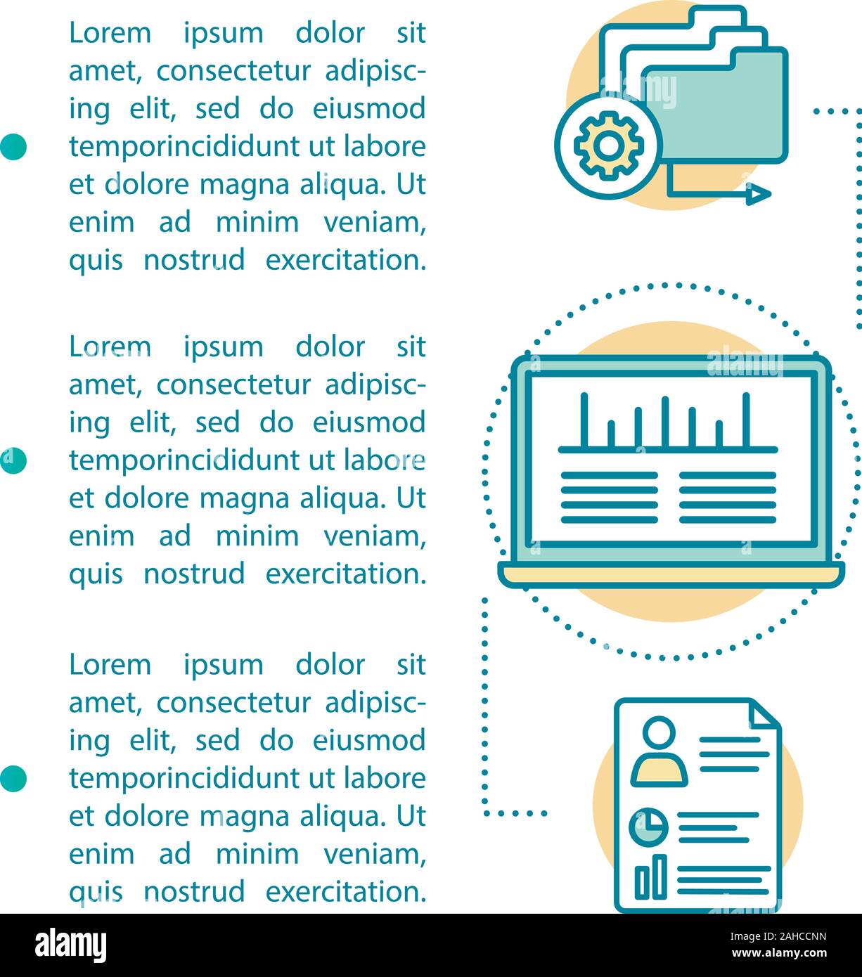 Data storage and management article page vector template. Statistcs ...