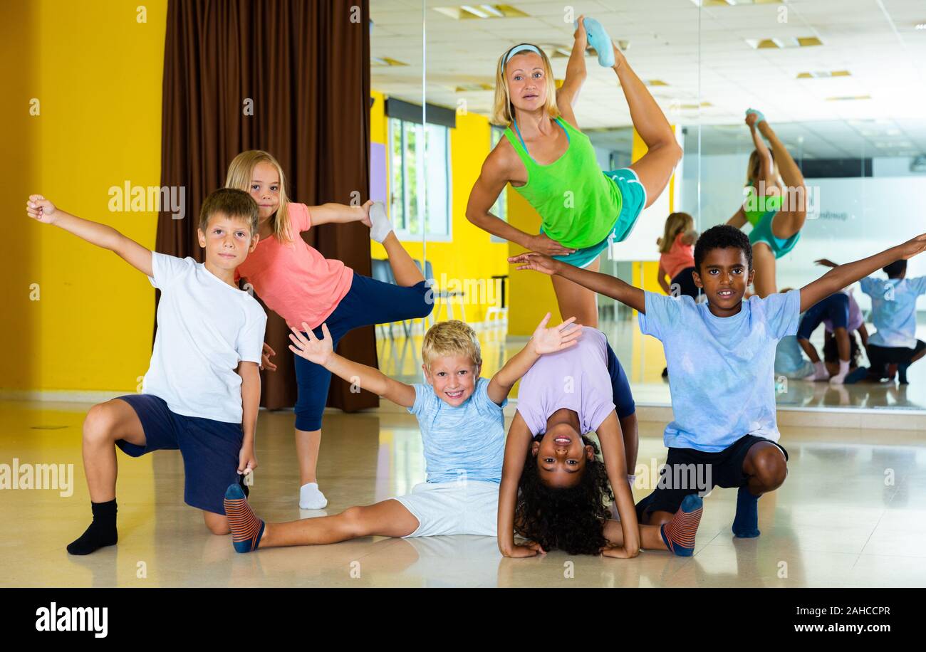 Happy children in dance studio smiling and having fun Stock Photo - Alamy