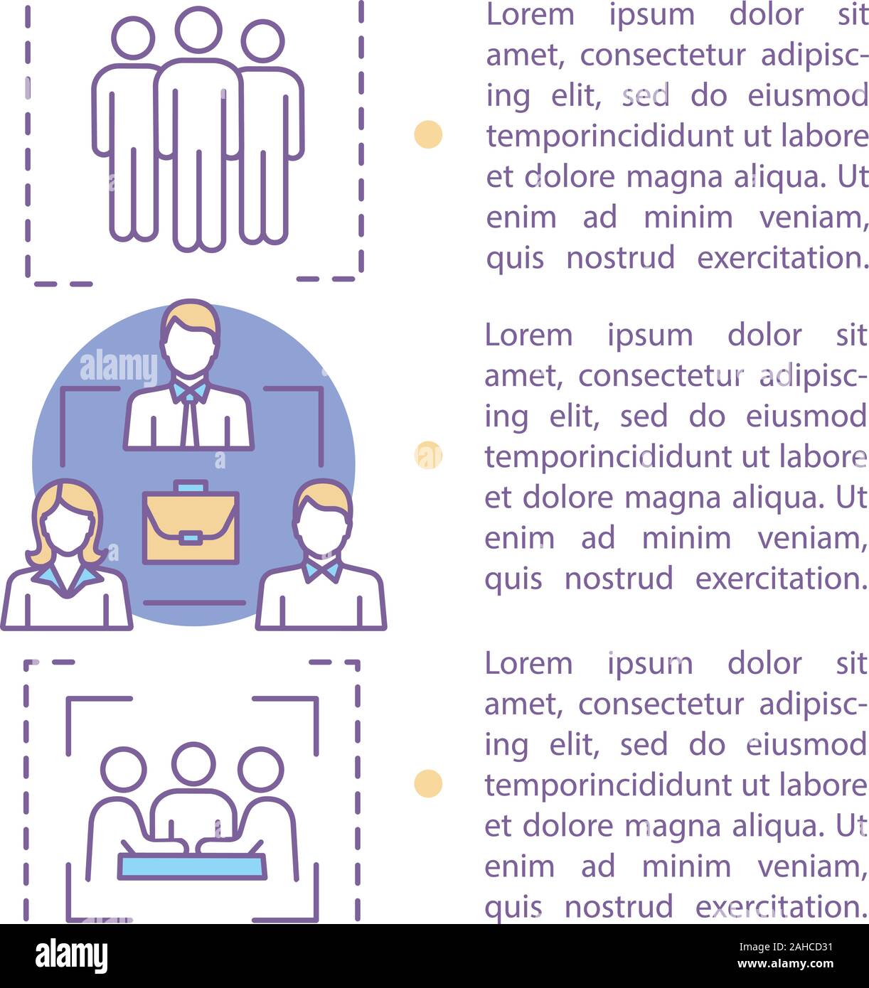 Teamwork article page vector template. Partnership. Staff management ...