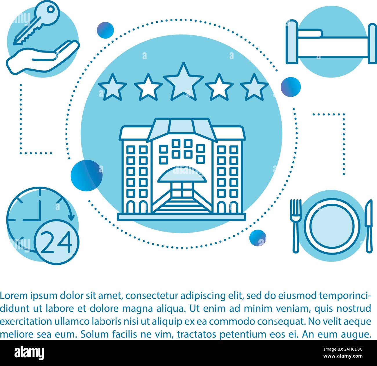Hotel booking concept linear illustration. Accommodation, apartment ...