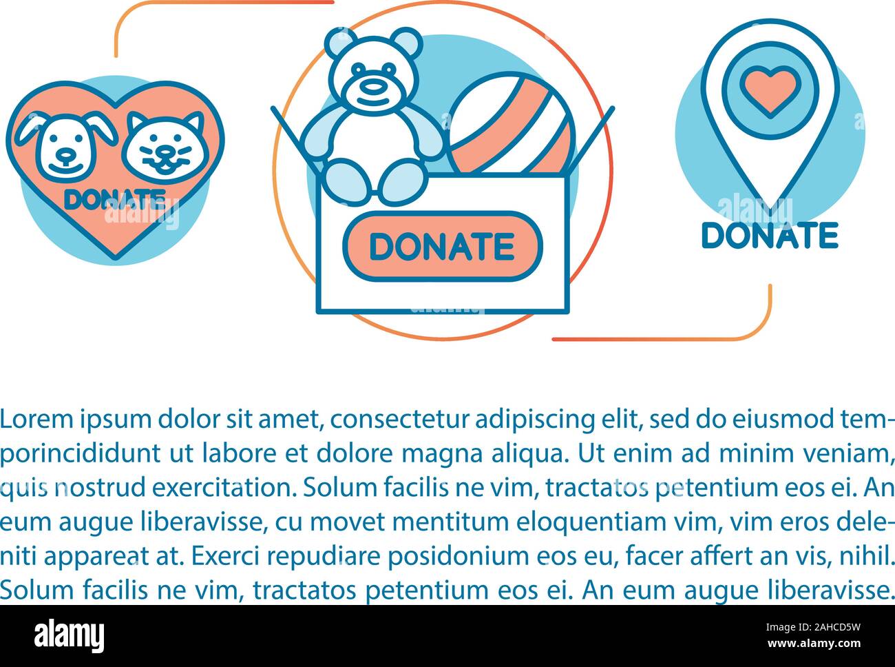 Charity concept linear illustration. Donation. Charity for kids ...