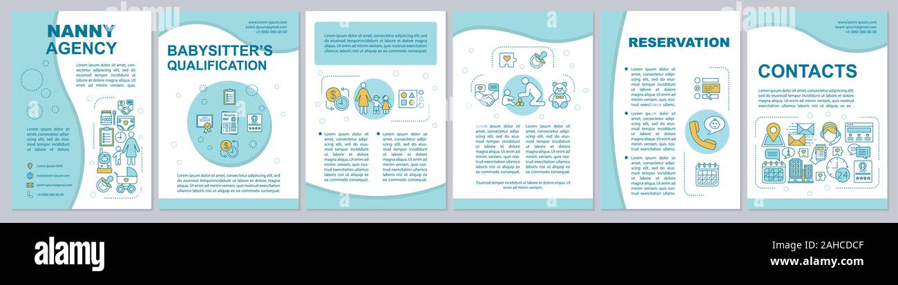 Nanny agency brochure template. Choosing babysitter. Flyer, booklet ...