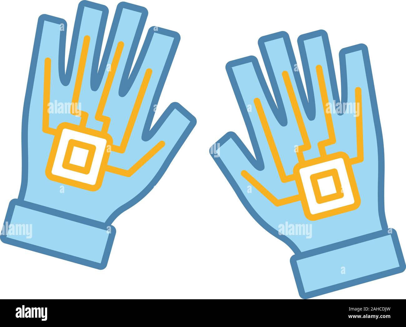 VR gloves color icon. Haptic, wired gloves. Datagloves, cybergloves ...