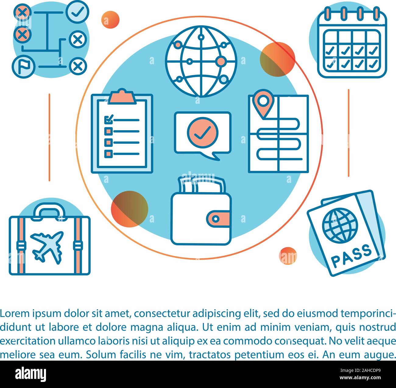 Trip planning concept linear illustration. Choosing destination ...
