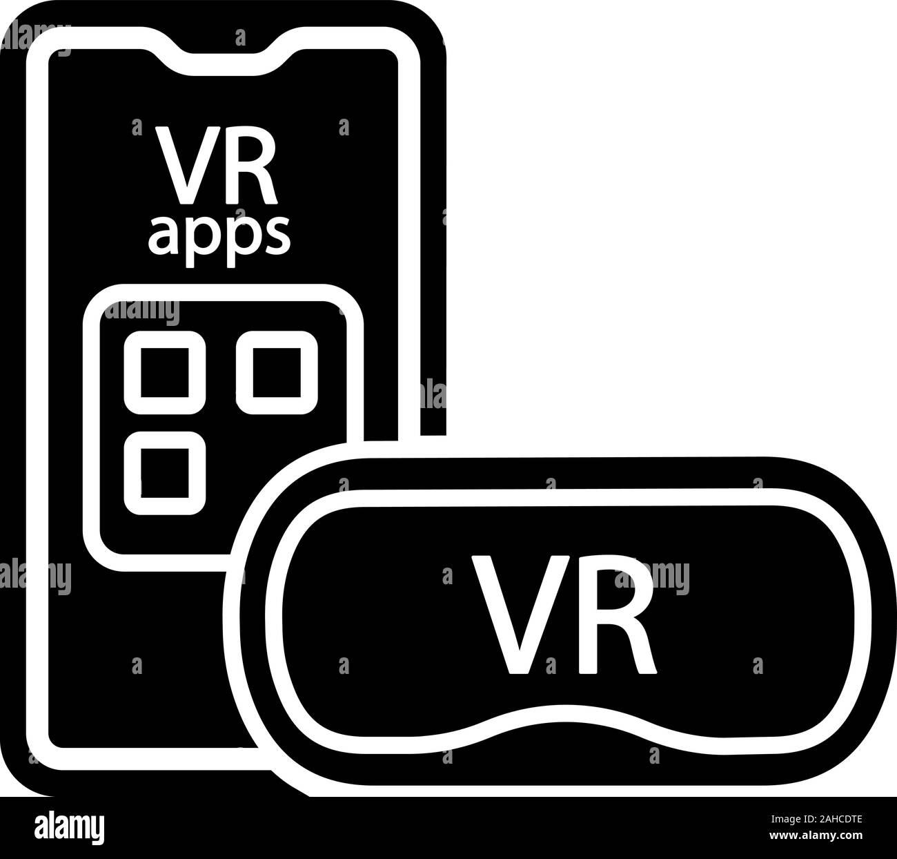 Smartphone VR headset glyph icon. Silhouette symbol. Virtual reality ...