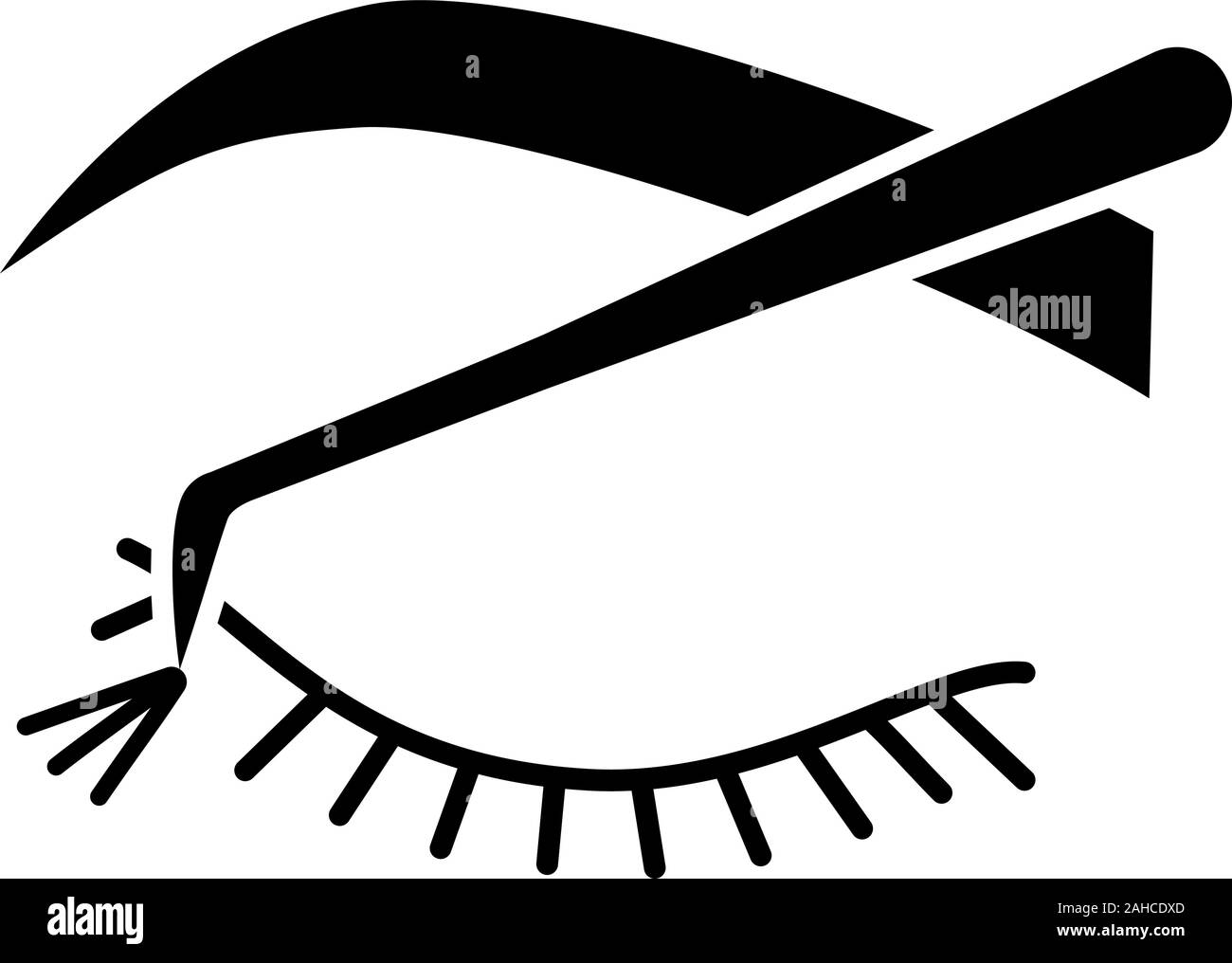 Cluster lash extension glyph icon. Silhouette symbol. Semi permanent or ...