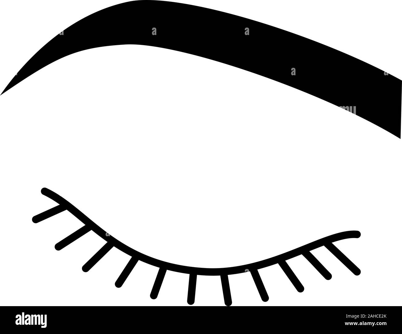 Closed woman eye glyph icon. Silhouette symbol. Before eyelash ...