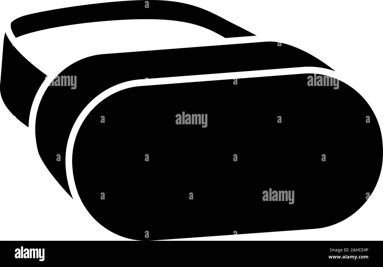 VR headset glyph icon. Silhouette symbol. 3D virtual reality mask set ...