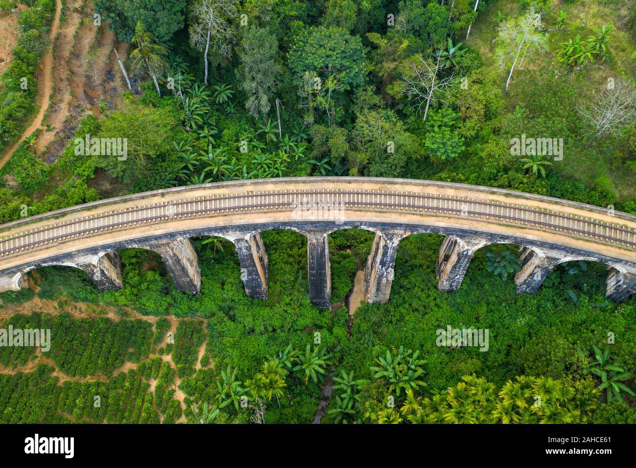 Aerial view of Nine Arch Bridge on Sri Lanka Stock Photo - Alamy