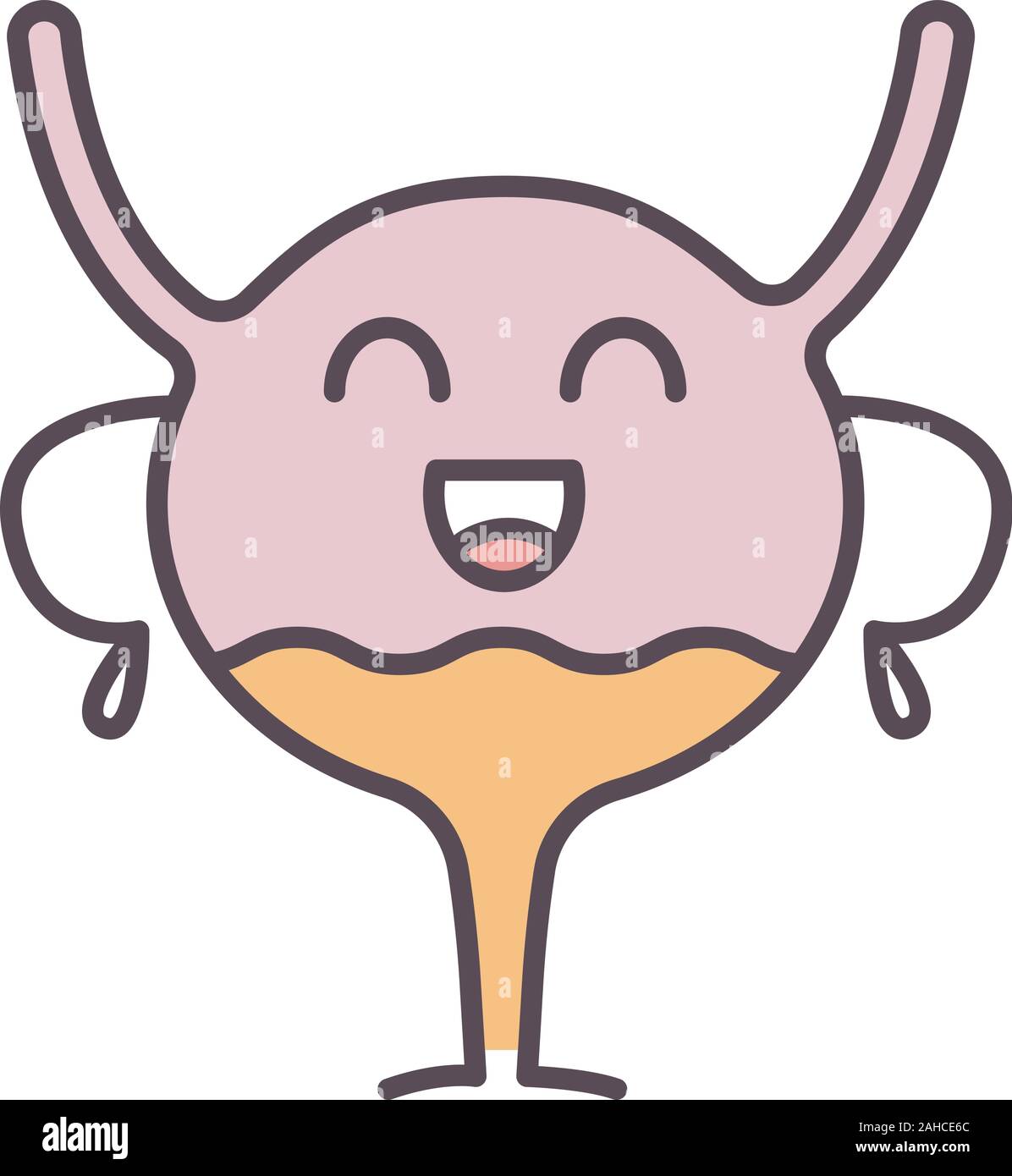 Sad gallbladder character color icon. Unhealthy digestive system emoji ...