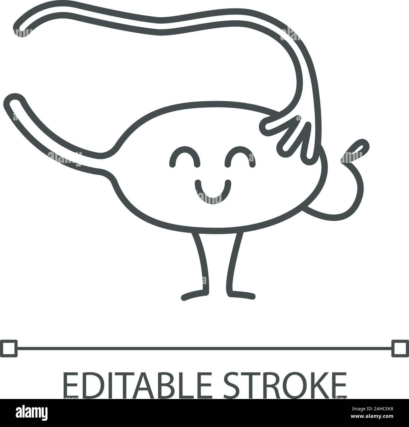 Unhappy stomach character linear icon. Thin line illustration ...
