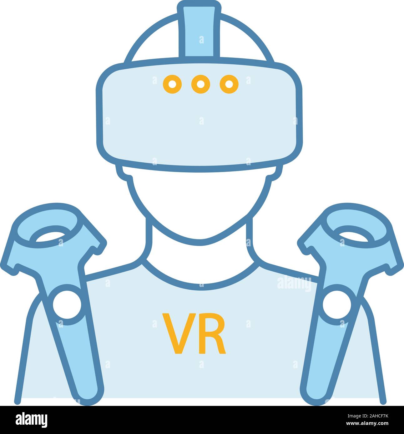 VR player color icon. Virtual reality player. Man with VR mask, glasses ...