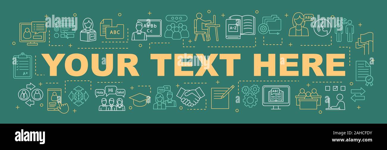 Foreign language learning word concepts banner. Your text here ...