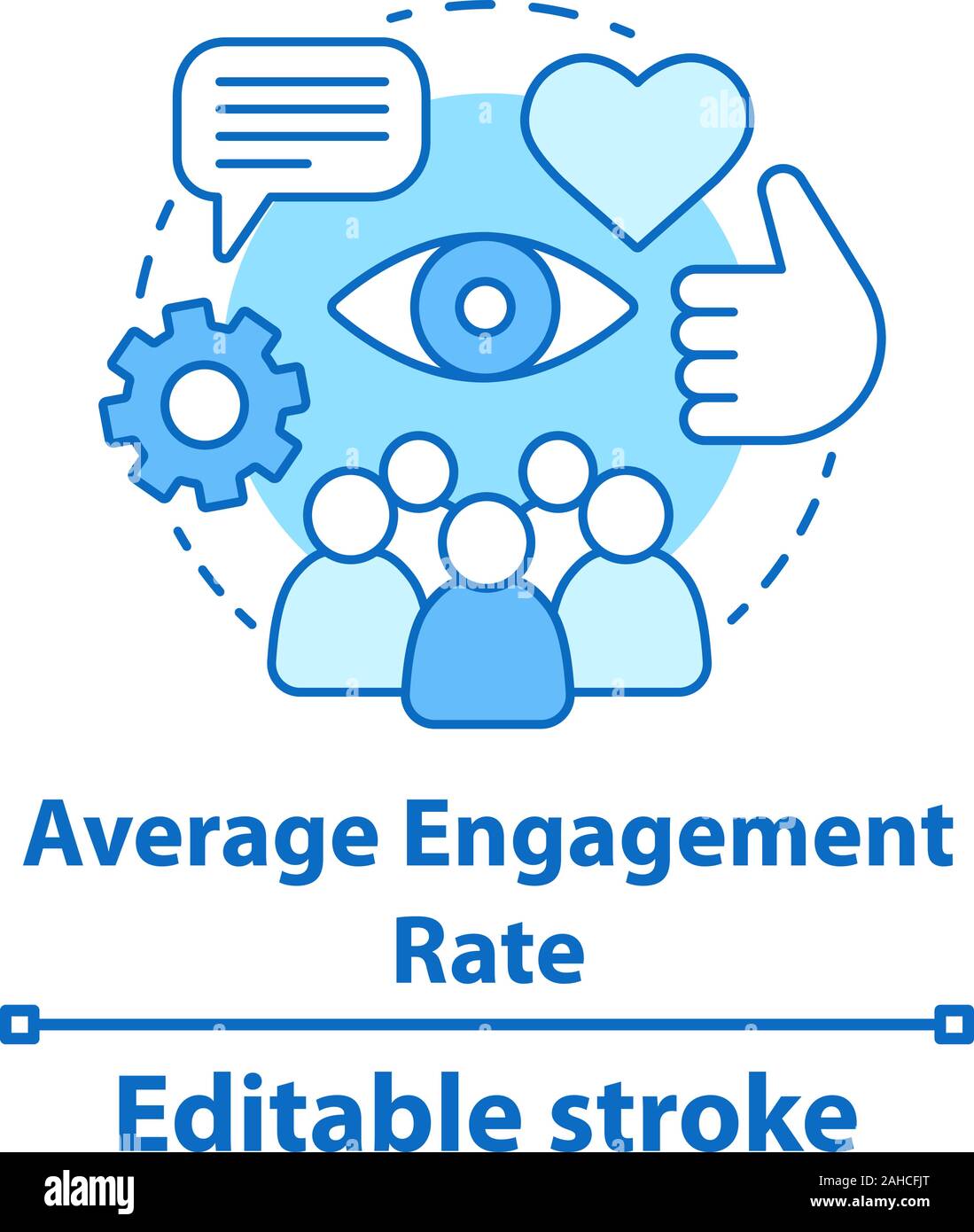 Average audience engagement rate concept icon. SMM metrics, tools ...