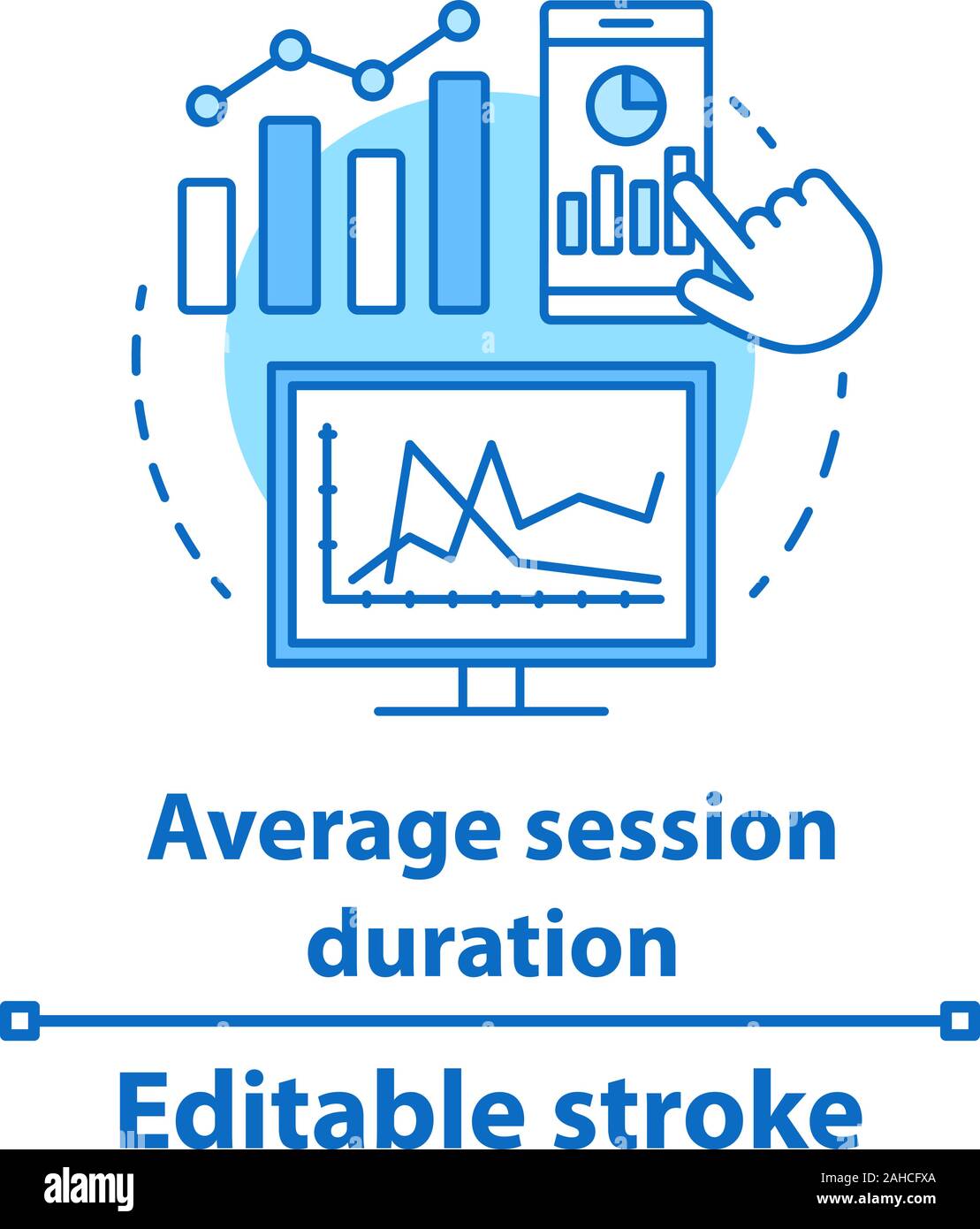 Average session duration concept icon. Web analytics idea thin line ...