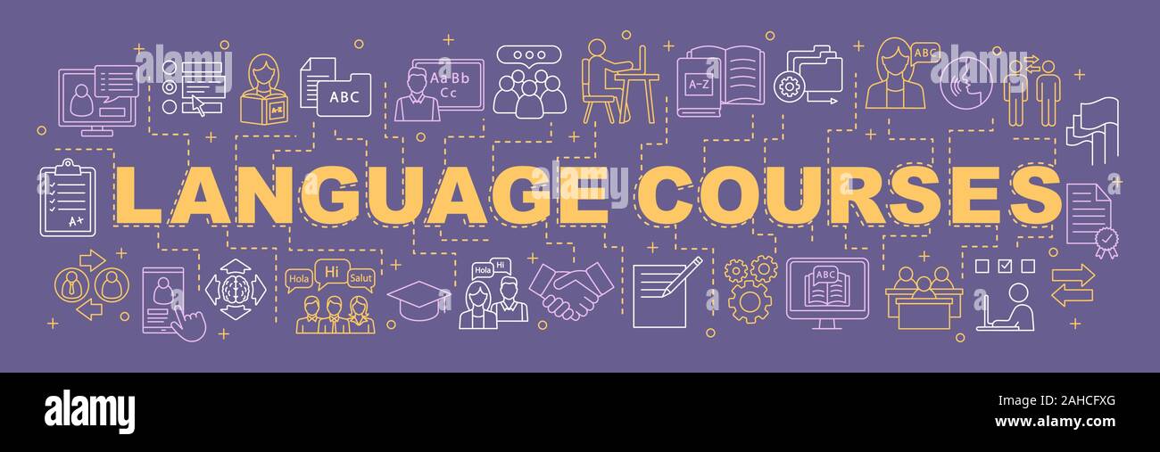 Foreign language learning courses word concepts banner. Language ...
