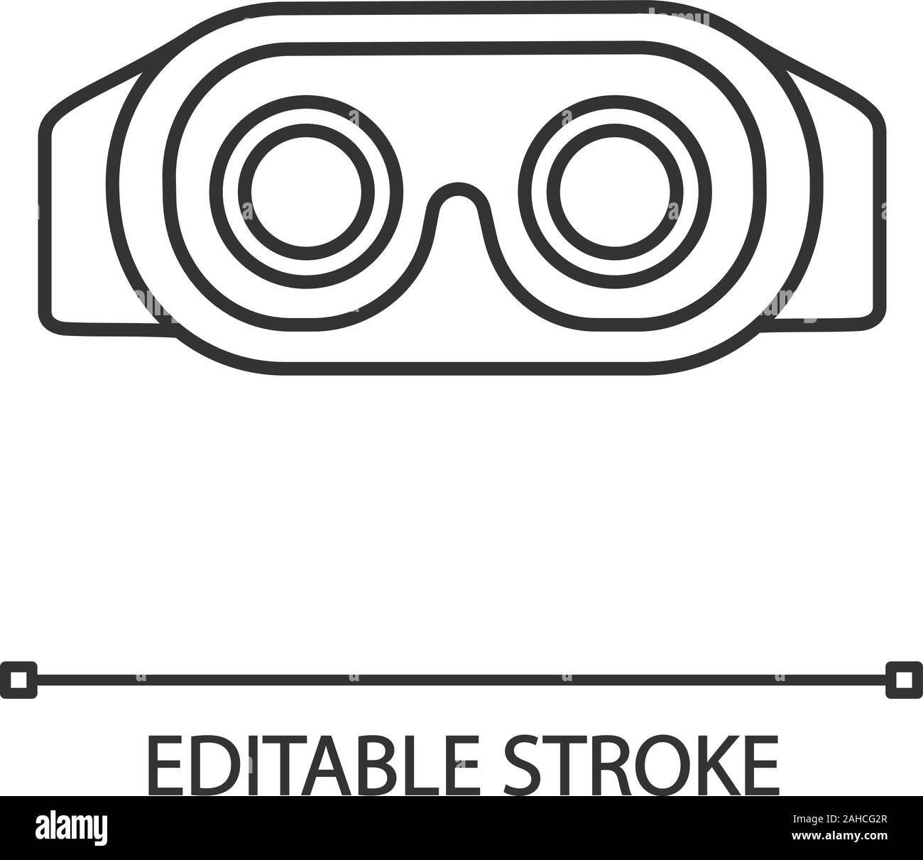 VR headset inside view linear icon. Thin line illustration. Virtual ...