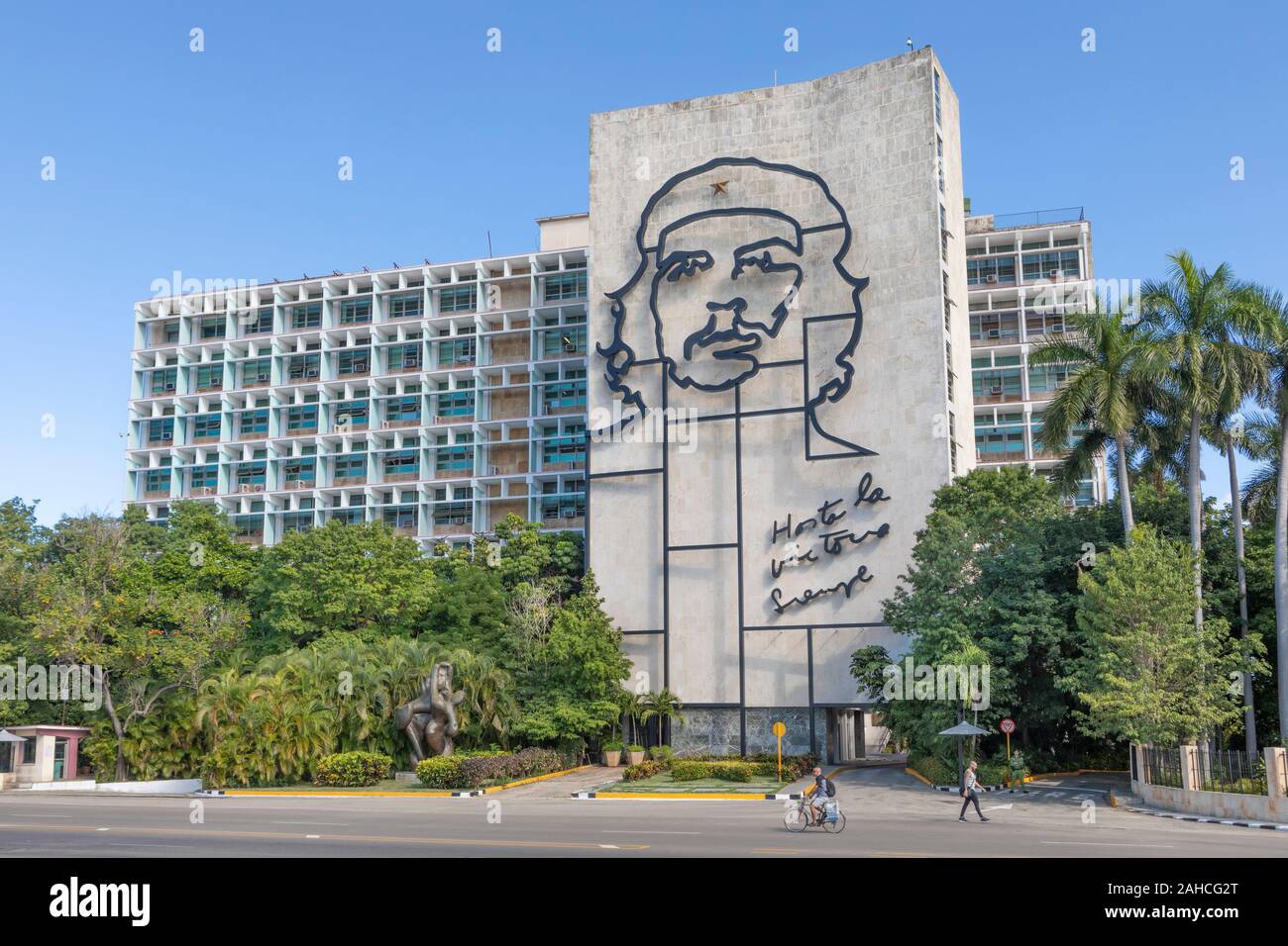 Che Guevara as an art installation on a wall at the Revolution Square ...