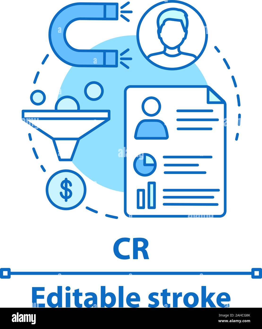 Conversion rate concept icon. CR. Sales funnel idea thin line ...