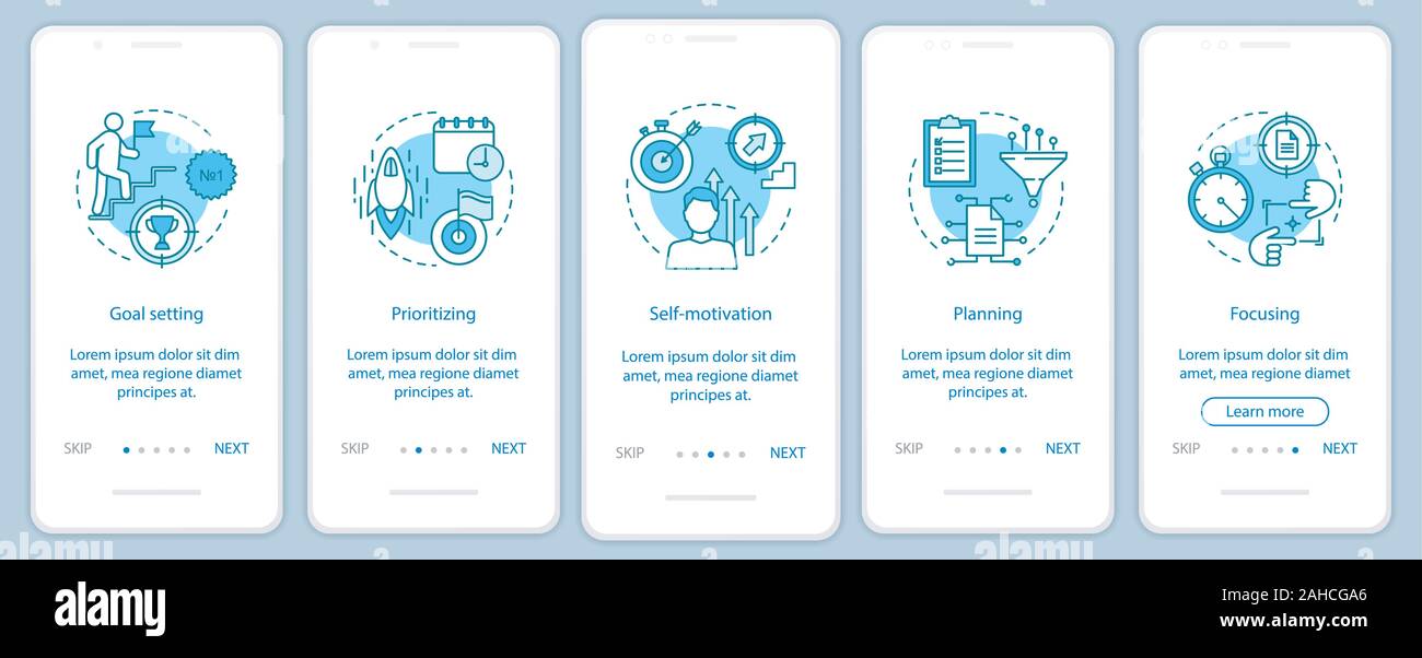 HR skills onboarding mobile app page screen vector template. Purposefulness. Employee qualities ...