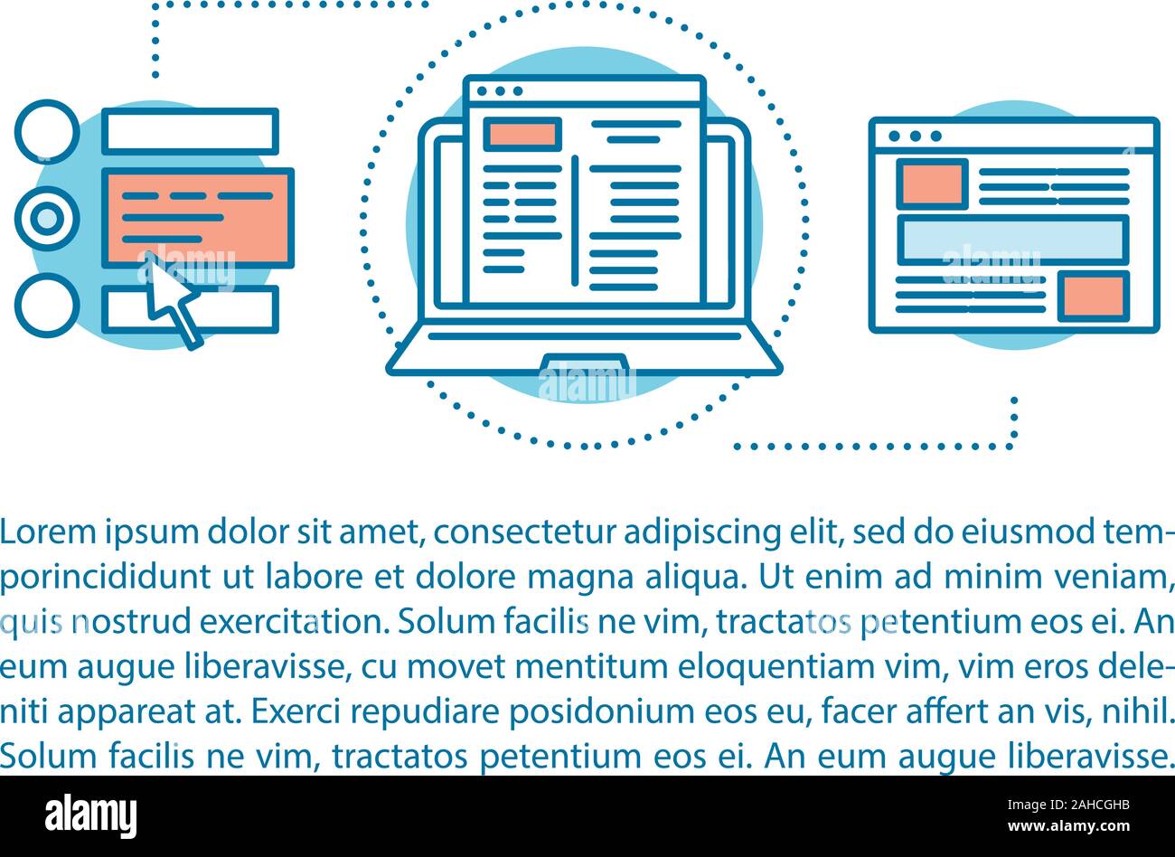 Website construction article page vector template. Internet marketing. Web page. Brochure ...