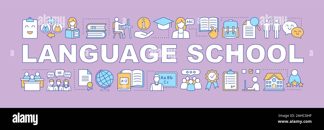 Language courses for kids word concepts banner. Presentation. Isolated ...