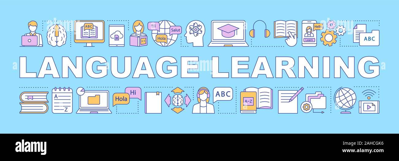 Language learning word concepts banner. Grammar, speaking ...