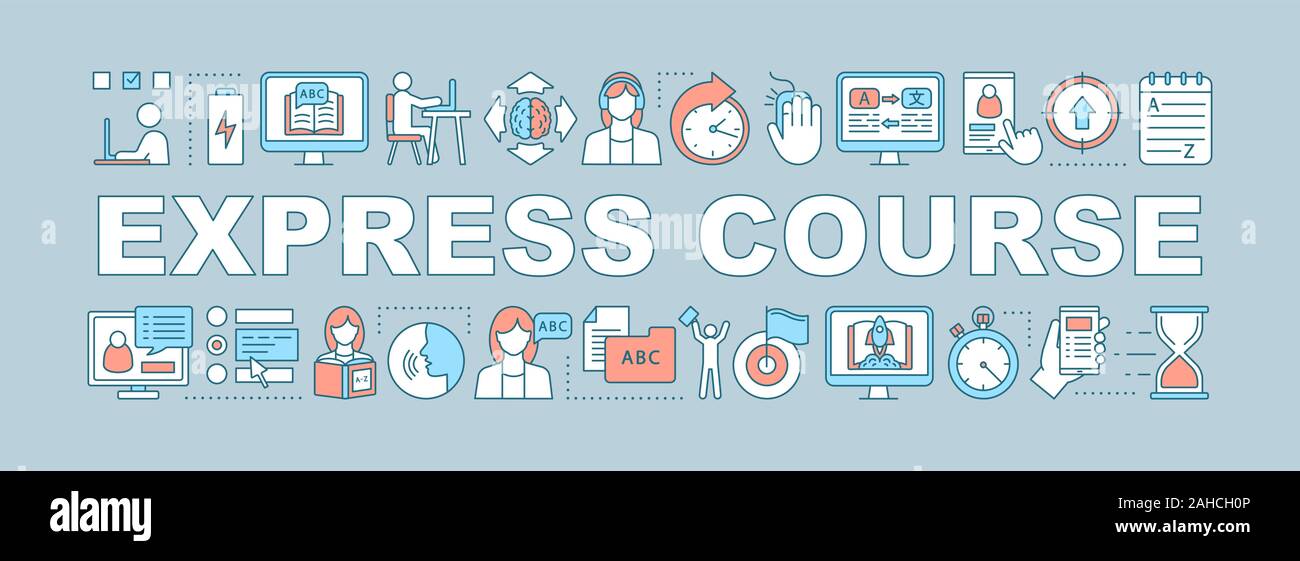 Express language course word concept banner. Presentation, website ...