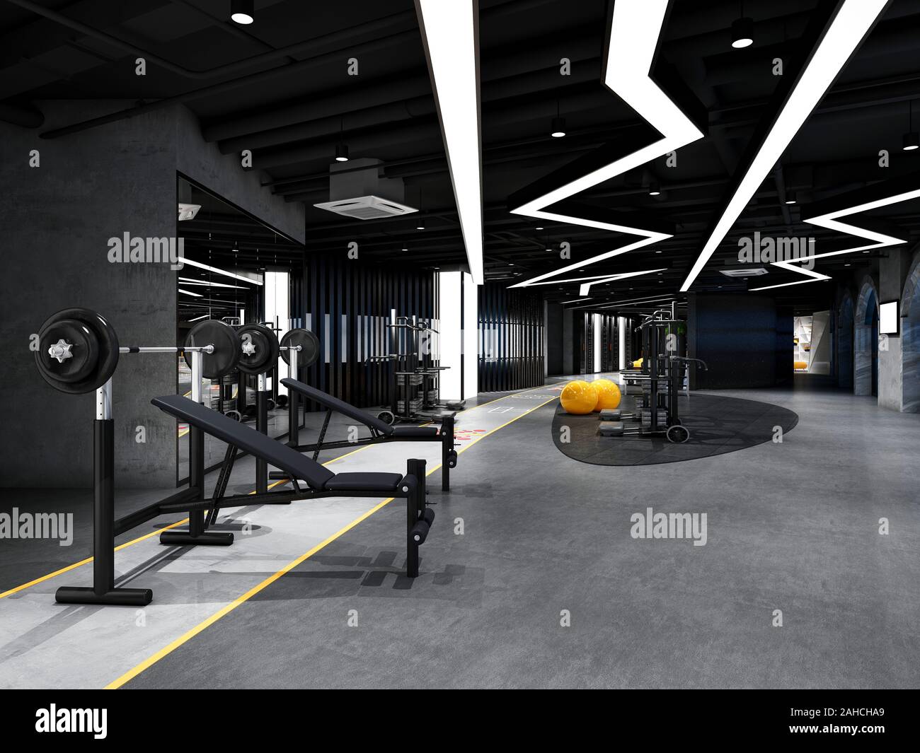 3d render of gym fitness center Stock Photo - Alamy