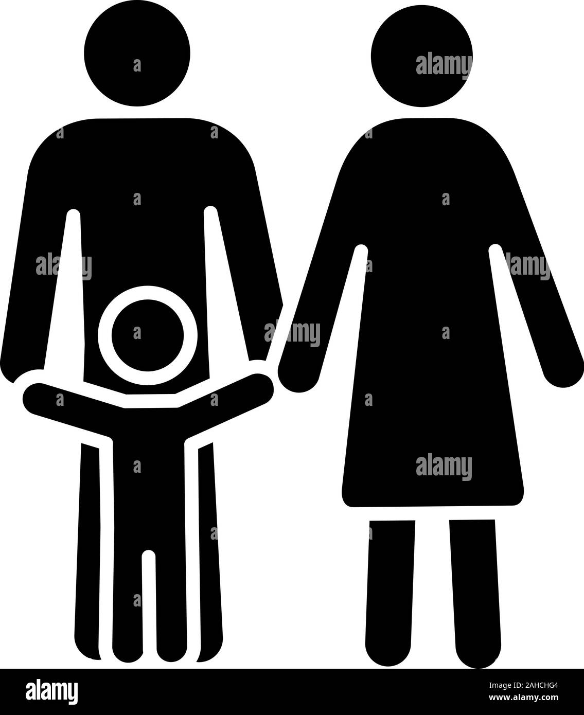 Child support glyph icon. Silhouette symbol. Family. Childcare. Happy ...