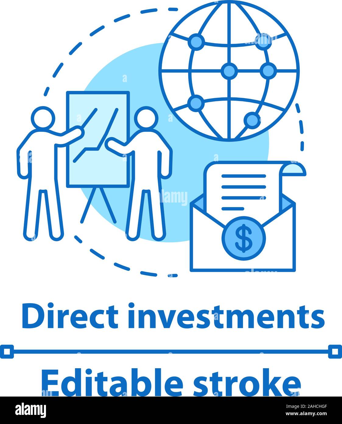 Direct investments concept icon. Global trading idea thin line ...