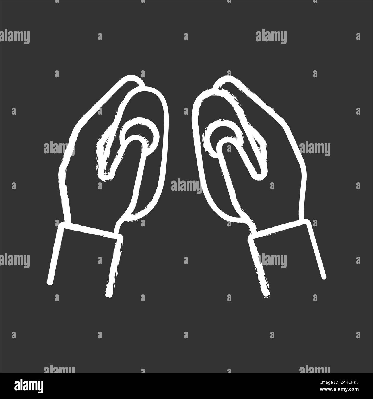 VR wireless controller chalk icon. Hands holding virtual reality ...