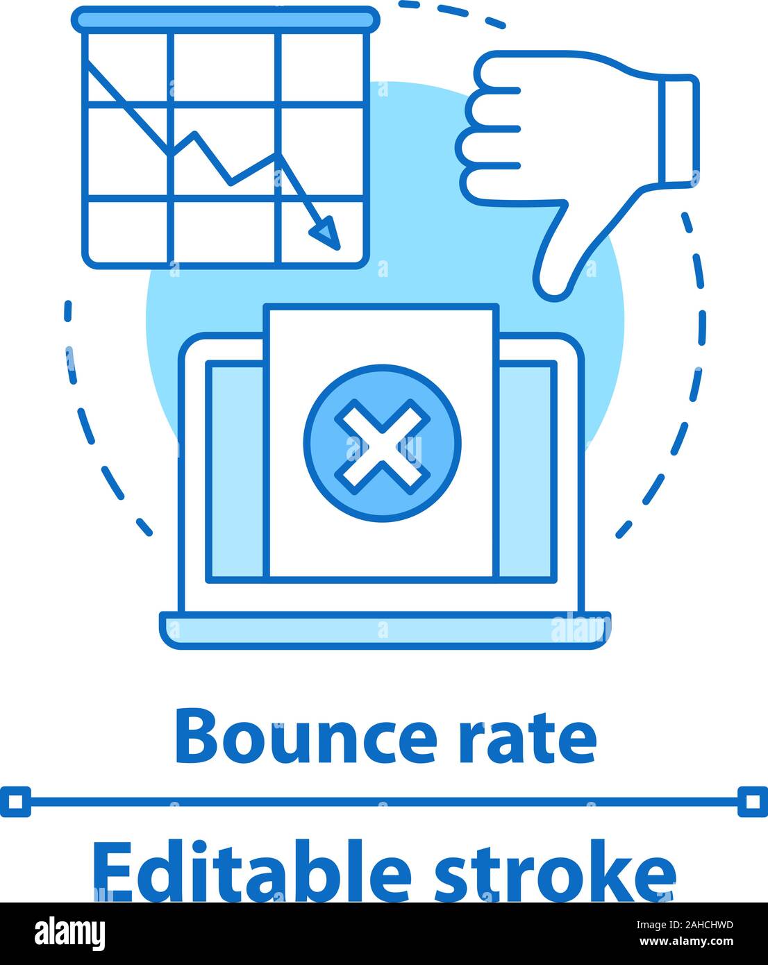 Bounce rate decreasing concept icon. SMM statistics, metrics. Low ...