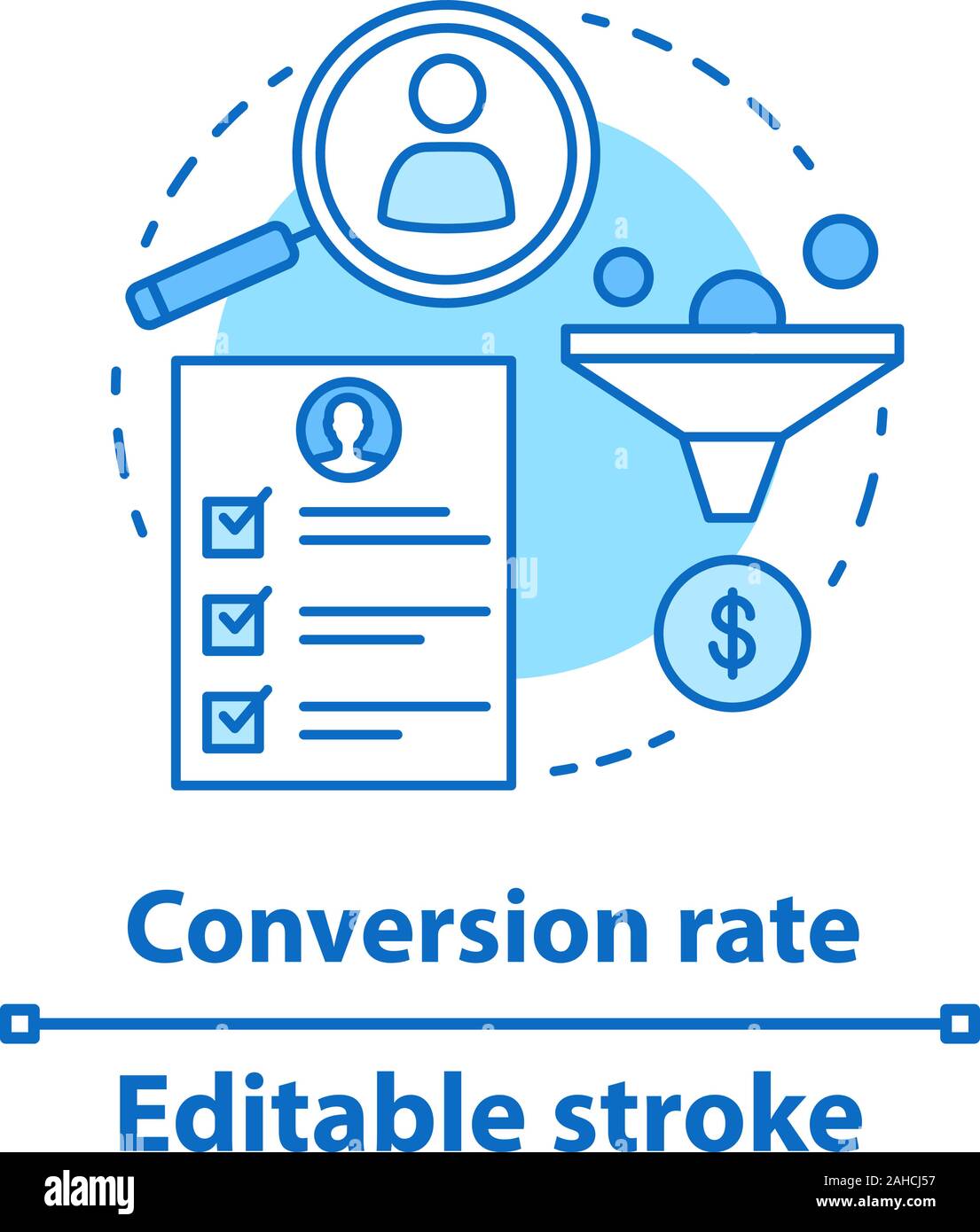 Conversion rate concept icon. CR. Sales funnel idea thin line ...