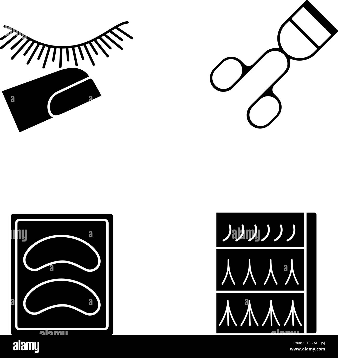 Eyelash extension glyph icons set. Silhouette symbols. Stop touching ...