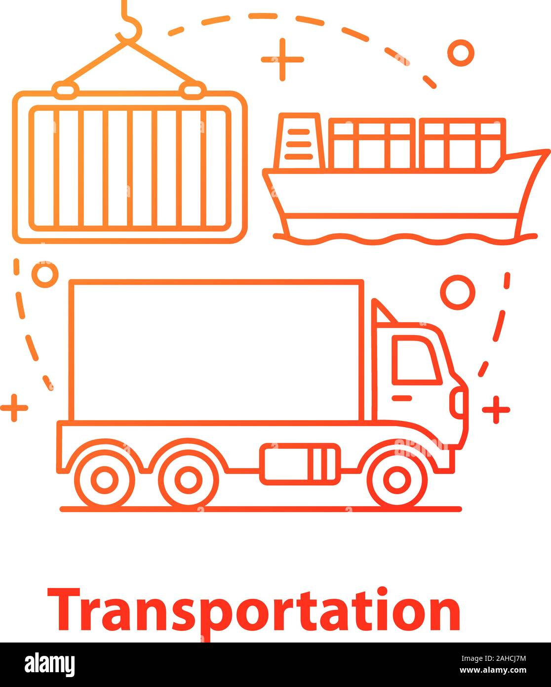 Transportation concept icon. Gods distributing. Cargo shipping idea thin line illustration ...