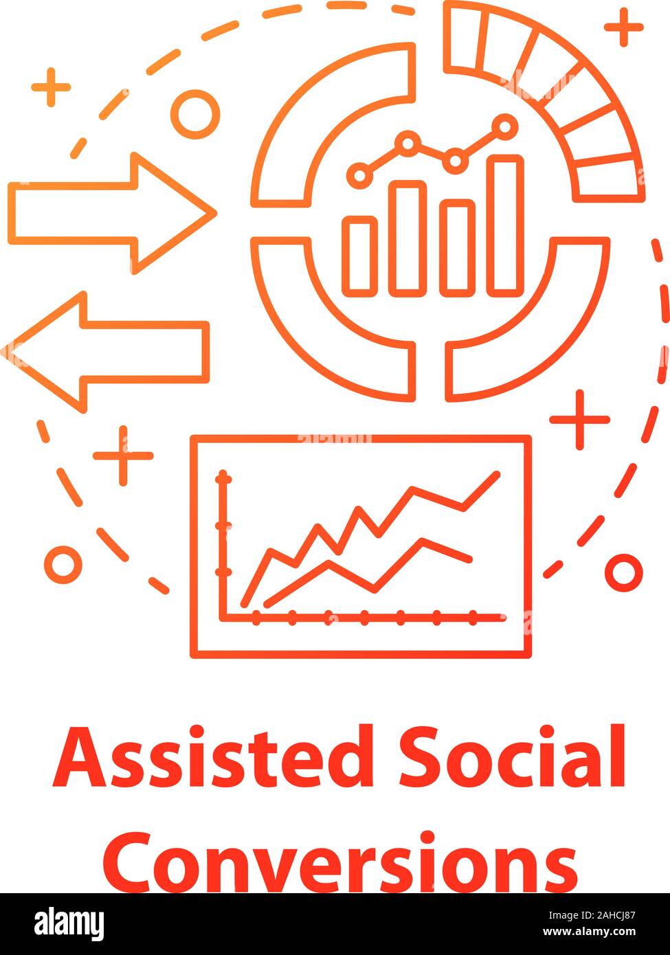 Assisted social conversions concept icon. Website traffic idea thin ...