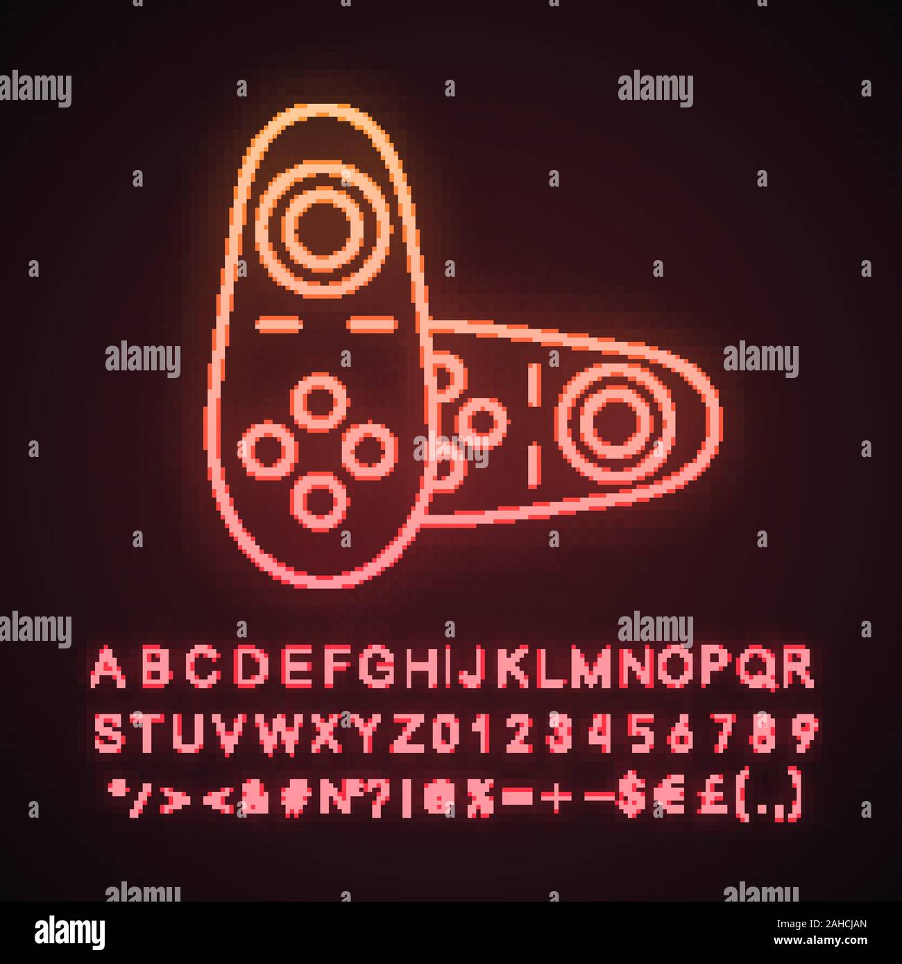 VR controller neon light icon. Virtual reality wireless gamepad. VR ...