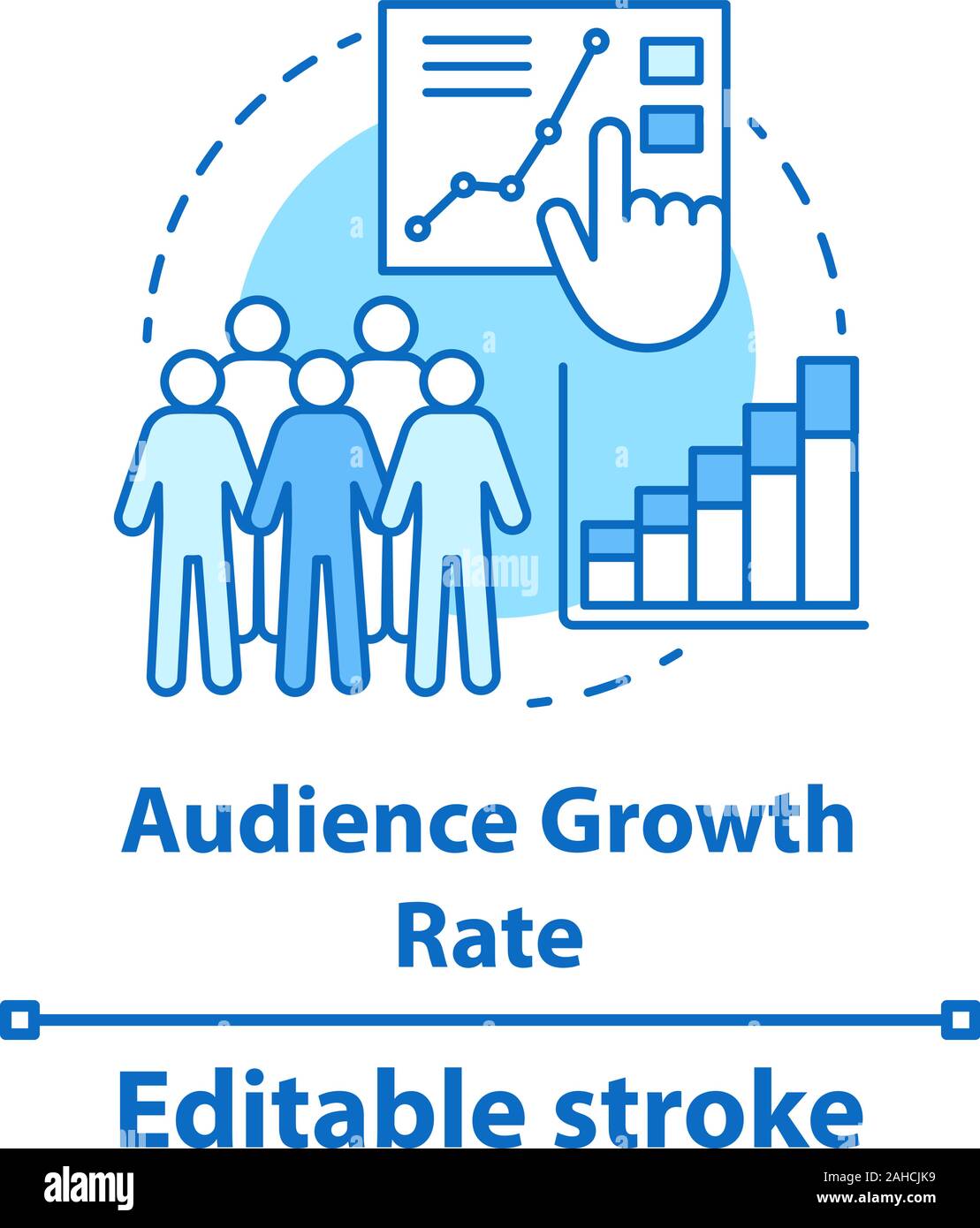 Audience growth rate concept icon. SMM metrics, tools. Customer ...