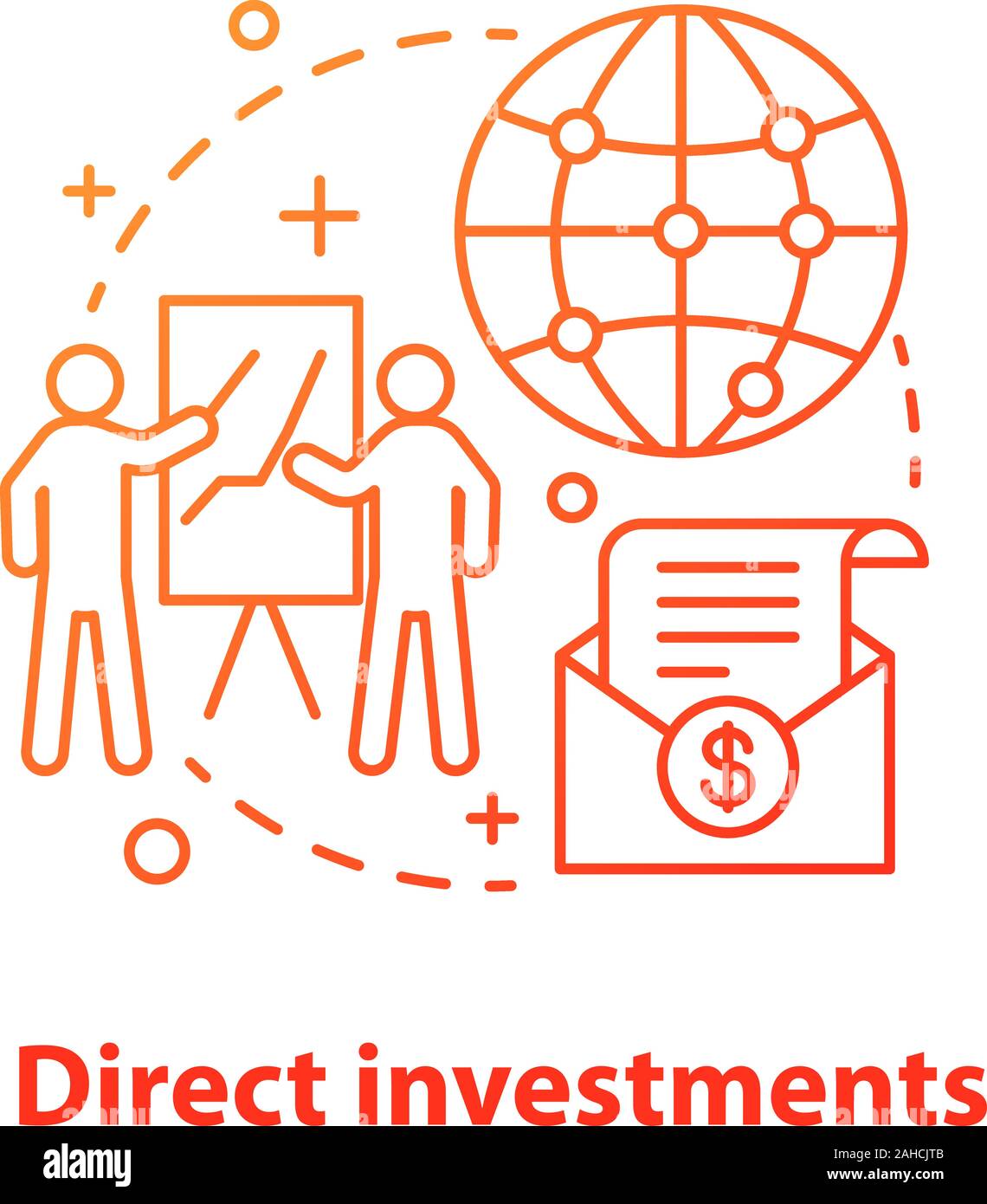 Direct investments concept icon. Global trading idea thin line ...