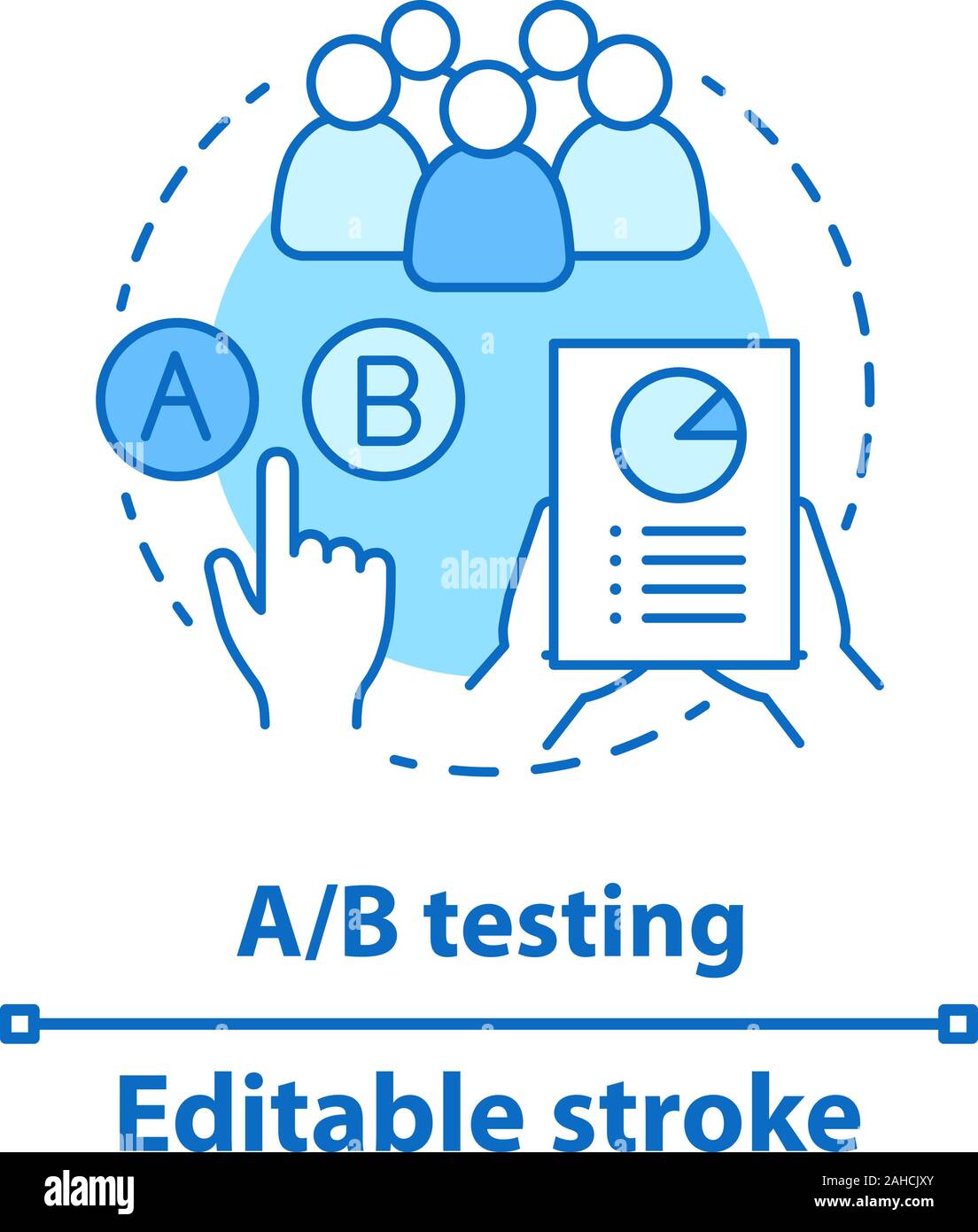 A/B testing concept icon. Advertising campaign idea thin line ...