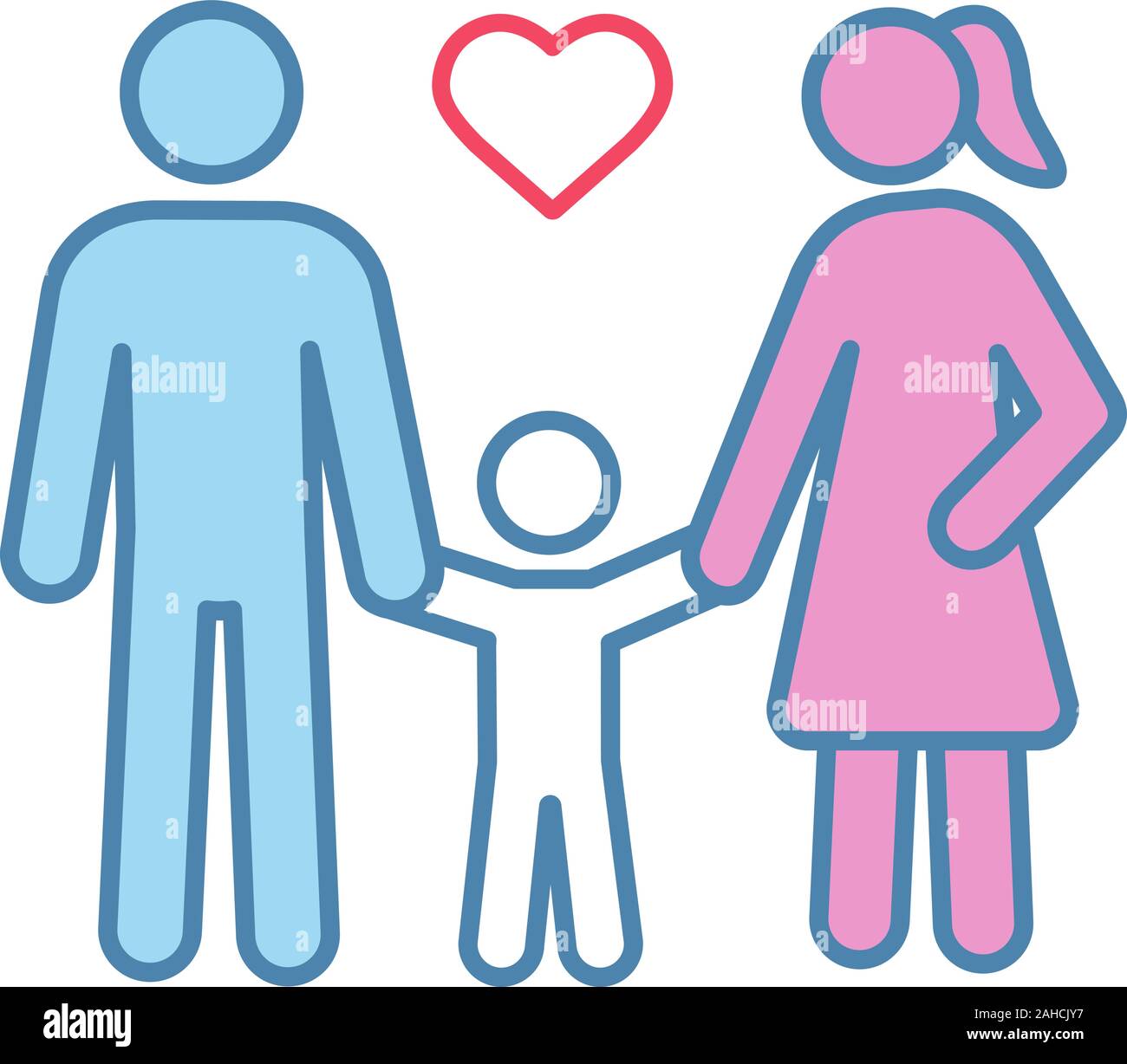 Family color icon. Woman, man and child. Positive parenting. Childcare ...