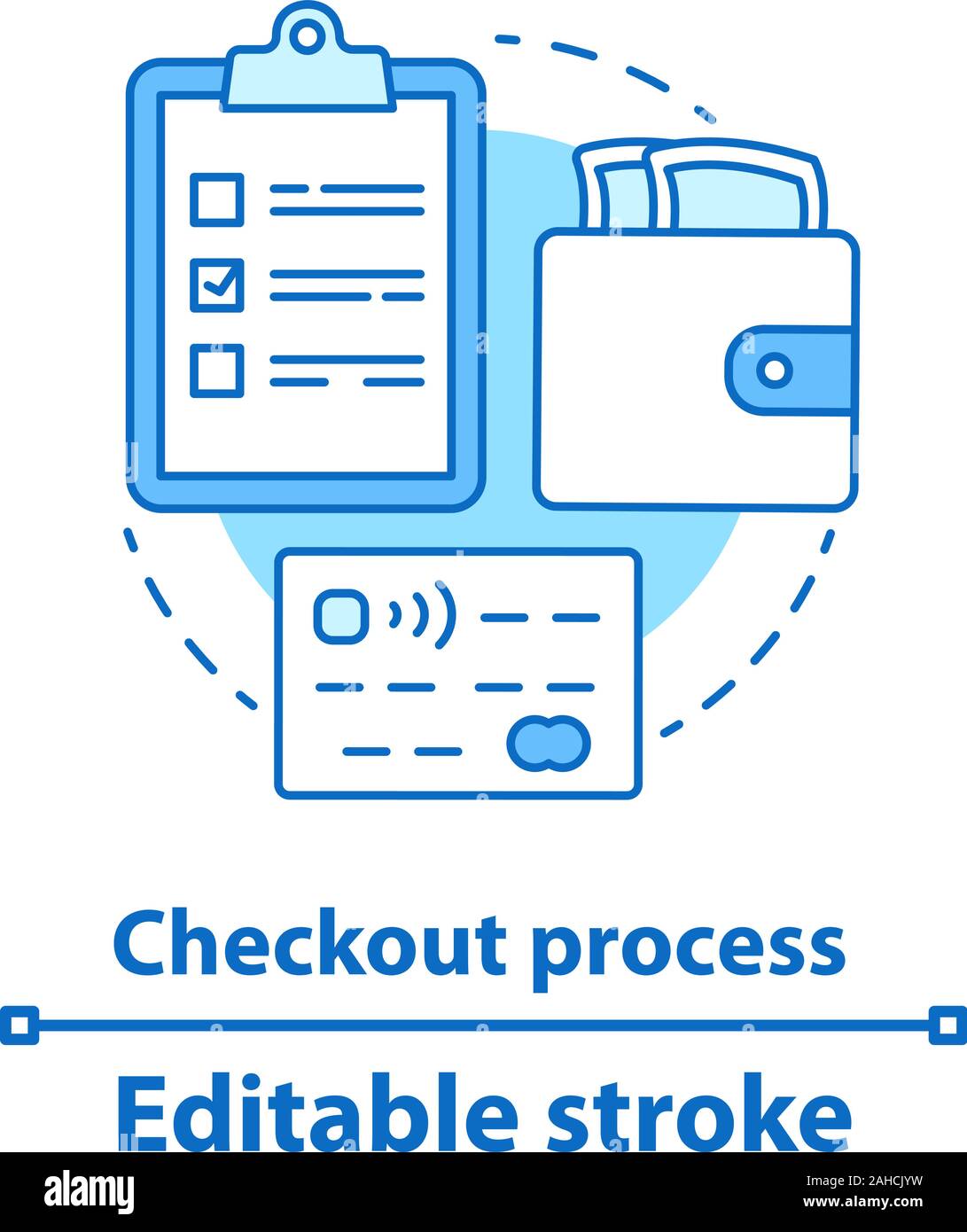 Checkout process concept icon. Online payment. Digital purchase. E ...